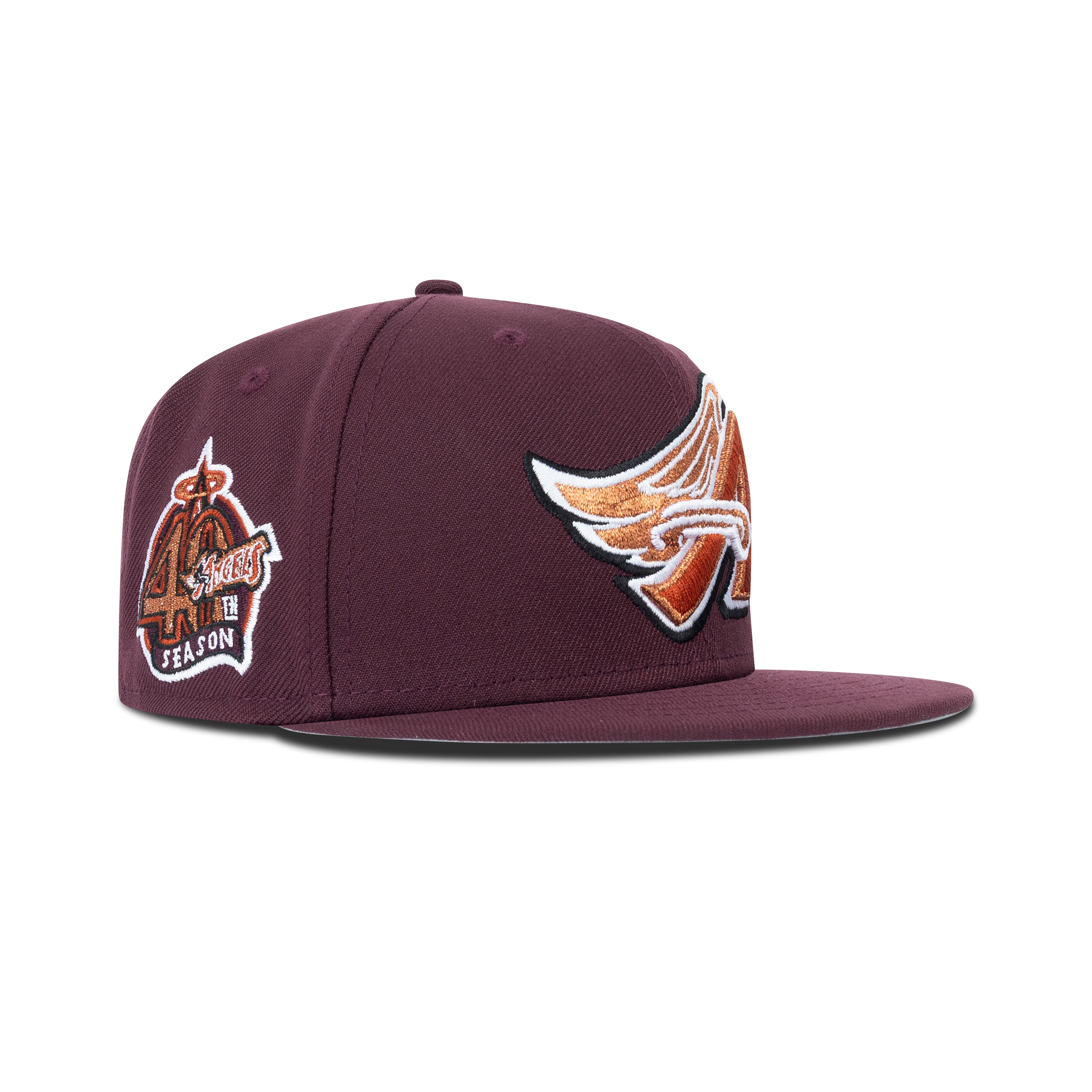 New Era L.A. Anaheim Angels Fitted Grey Bottom "Maroon Copper" (40th S ...